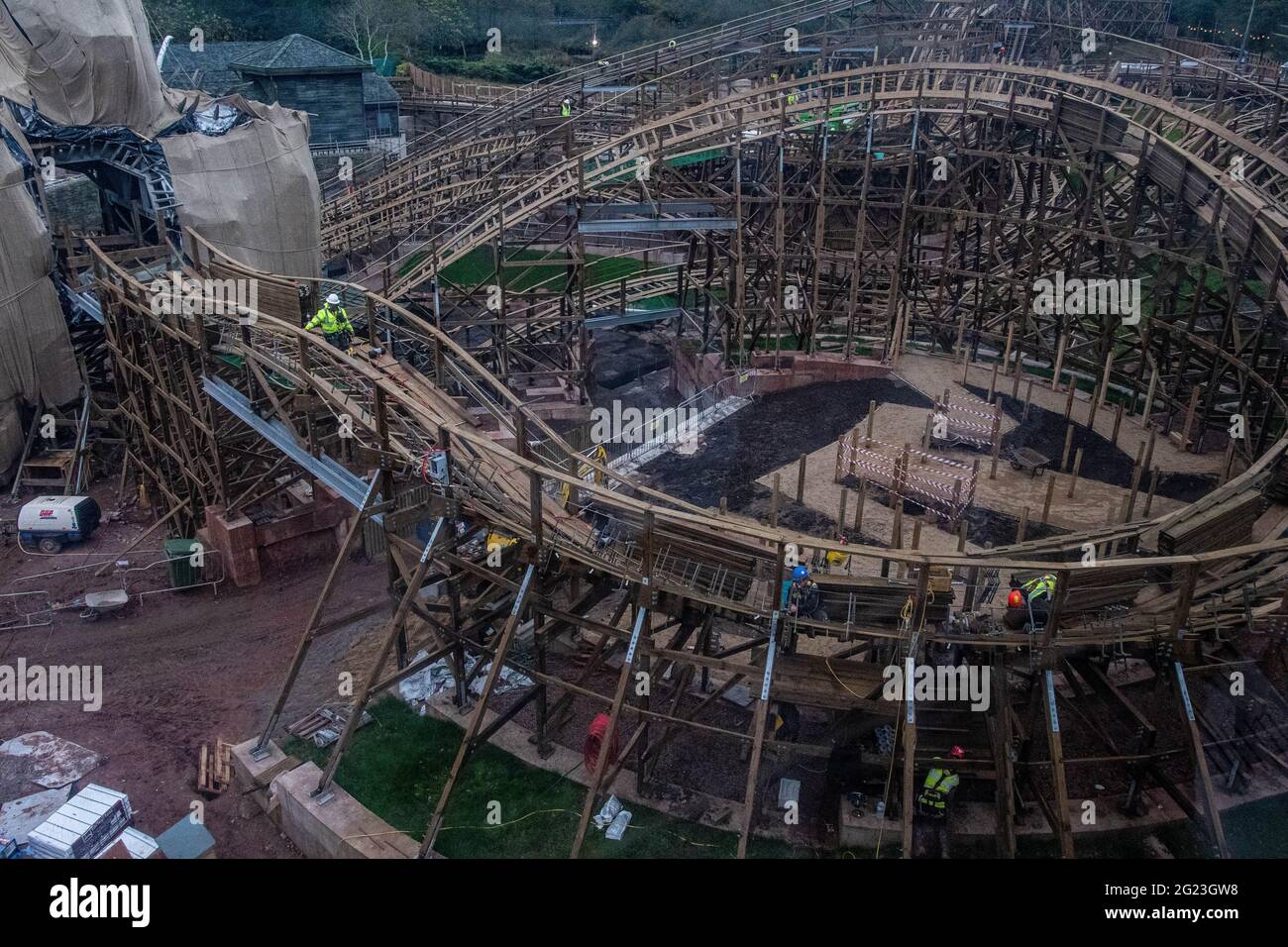 The Wickerman Wicker Man Rollercoaster during Construction at Alton ...
