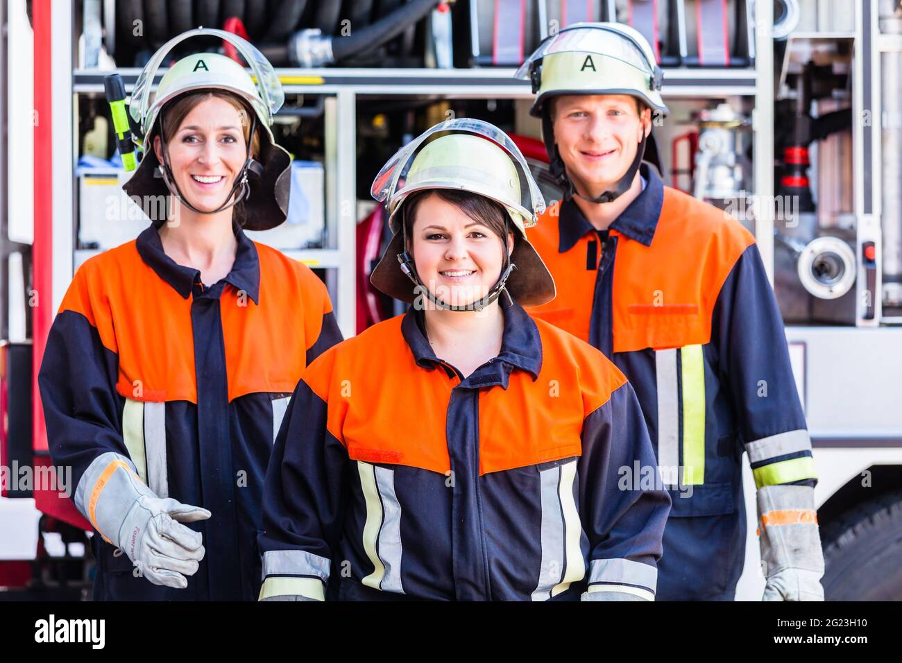 Group photo of fire fighters crew Stock Photo - Alamy