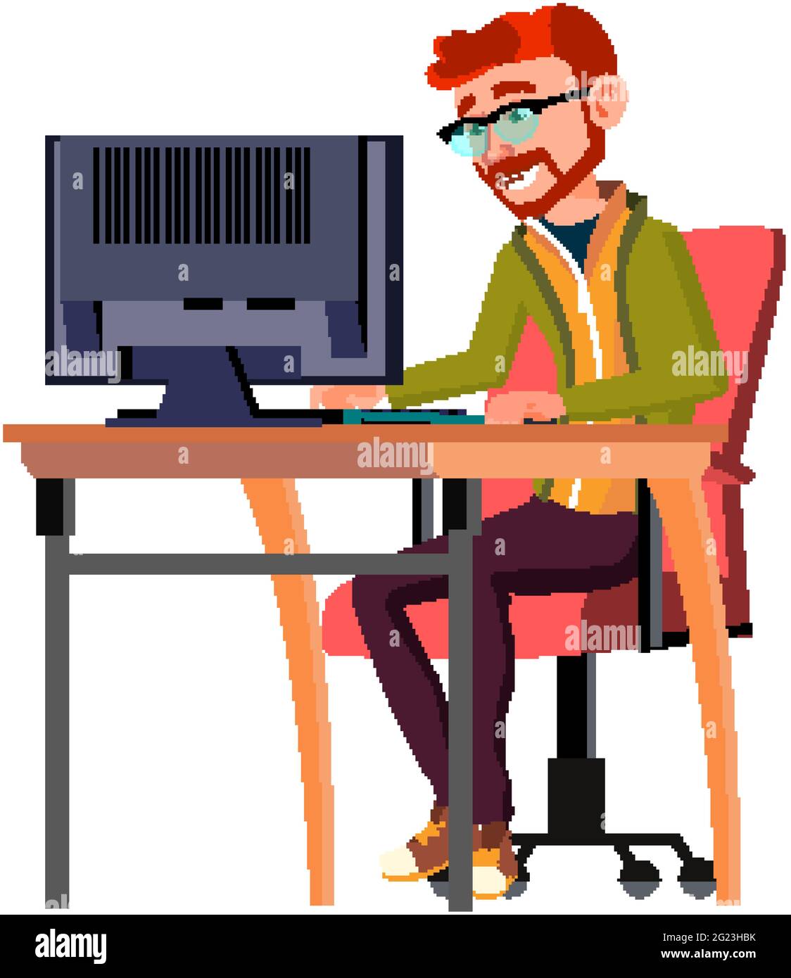 youth man searching work on computer cartoon vector Stock Vector Image ...