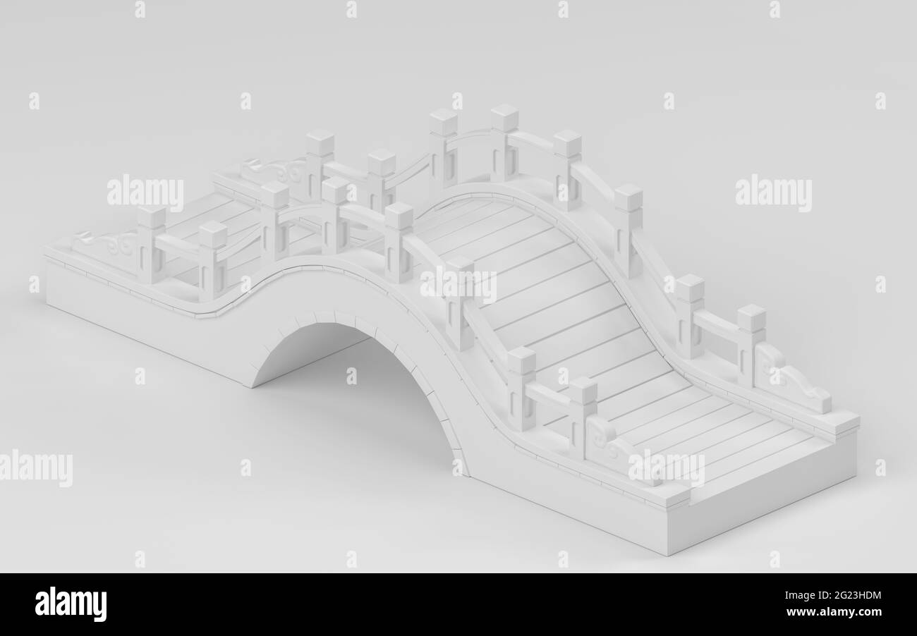 Arch bridge with white background, 3d rendering. Computer digital ...