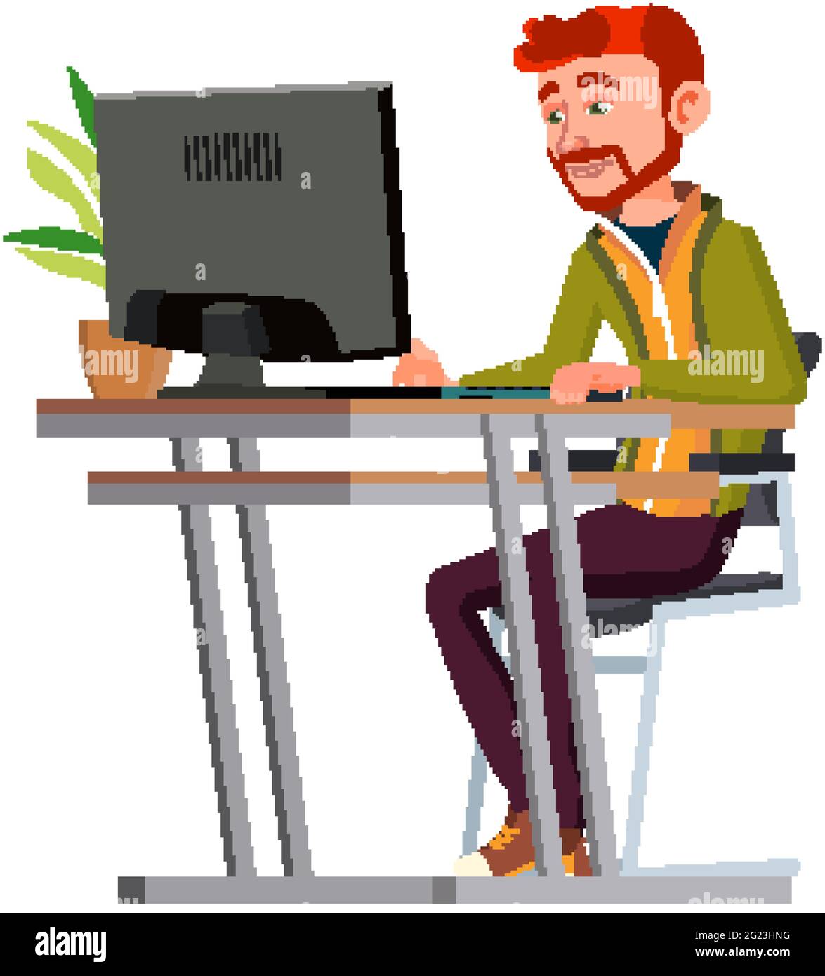project manager guy planning on computer cartoon vector Stock Vector ...