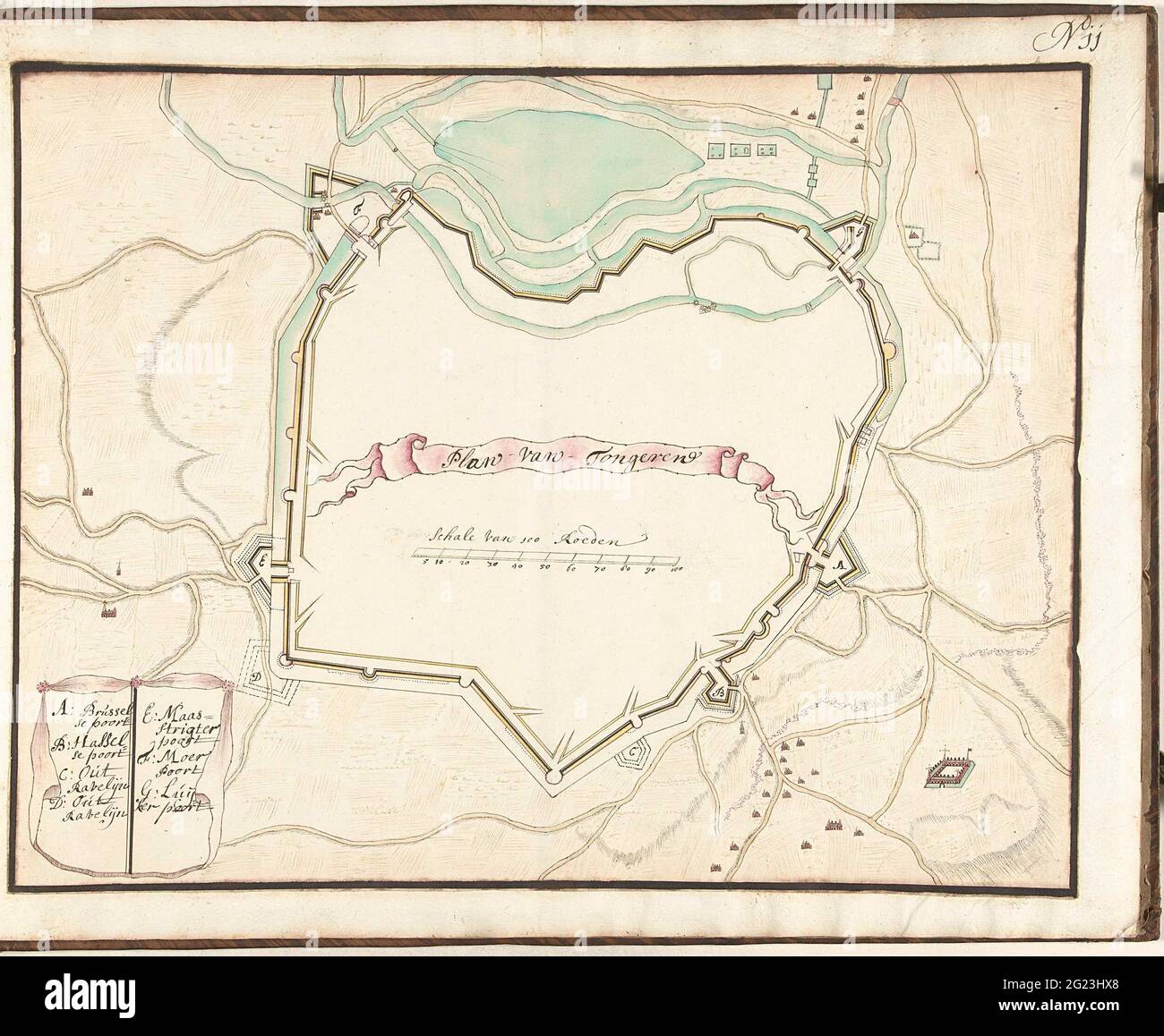 Tongeren map, ca. 1701-1715; Plan of Tongeren. Map of the ...