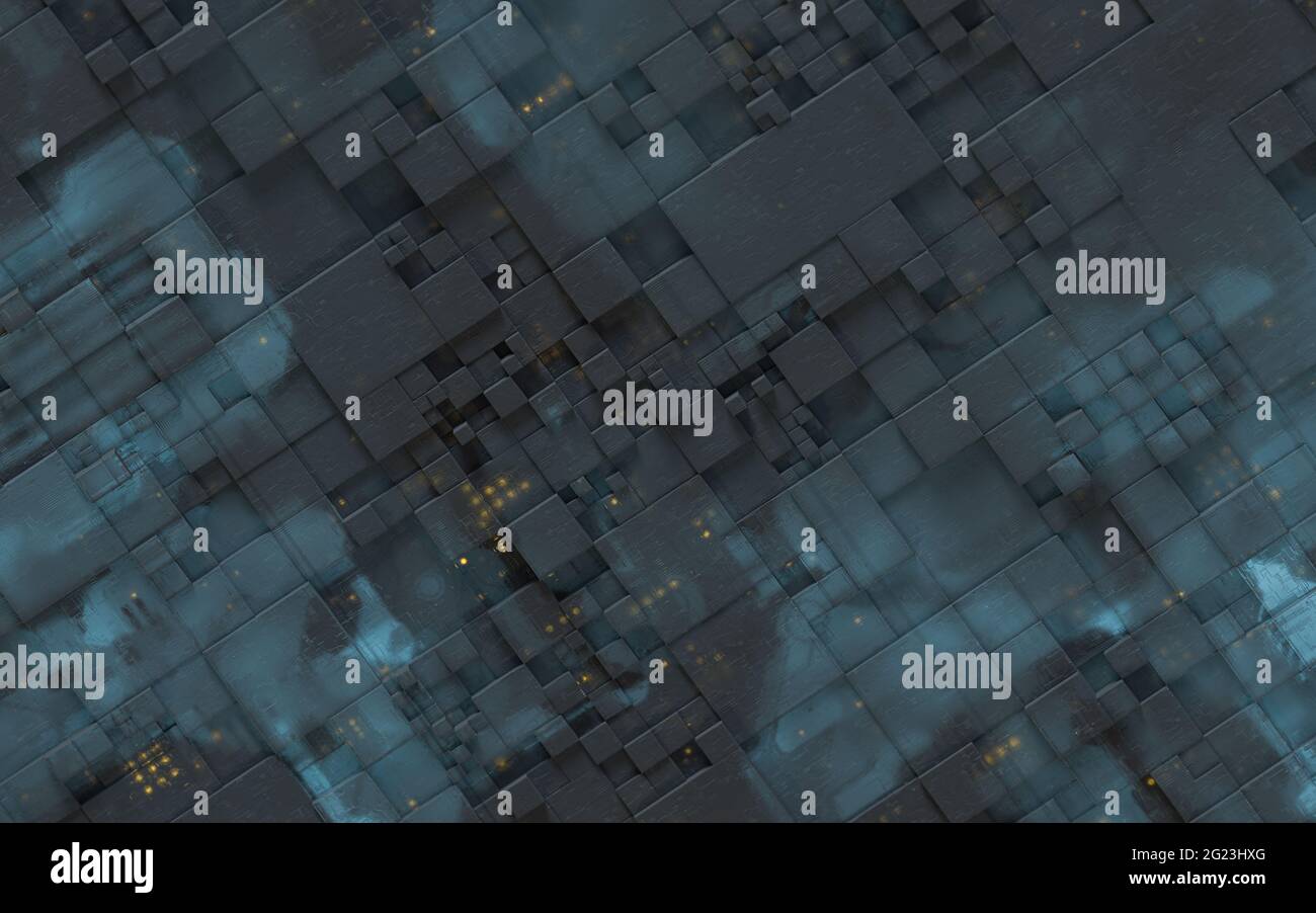 Black technological cubes, 3d rendering. Computer digital drawing Stock ...