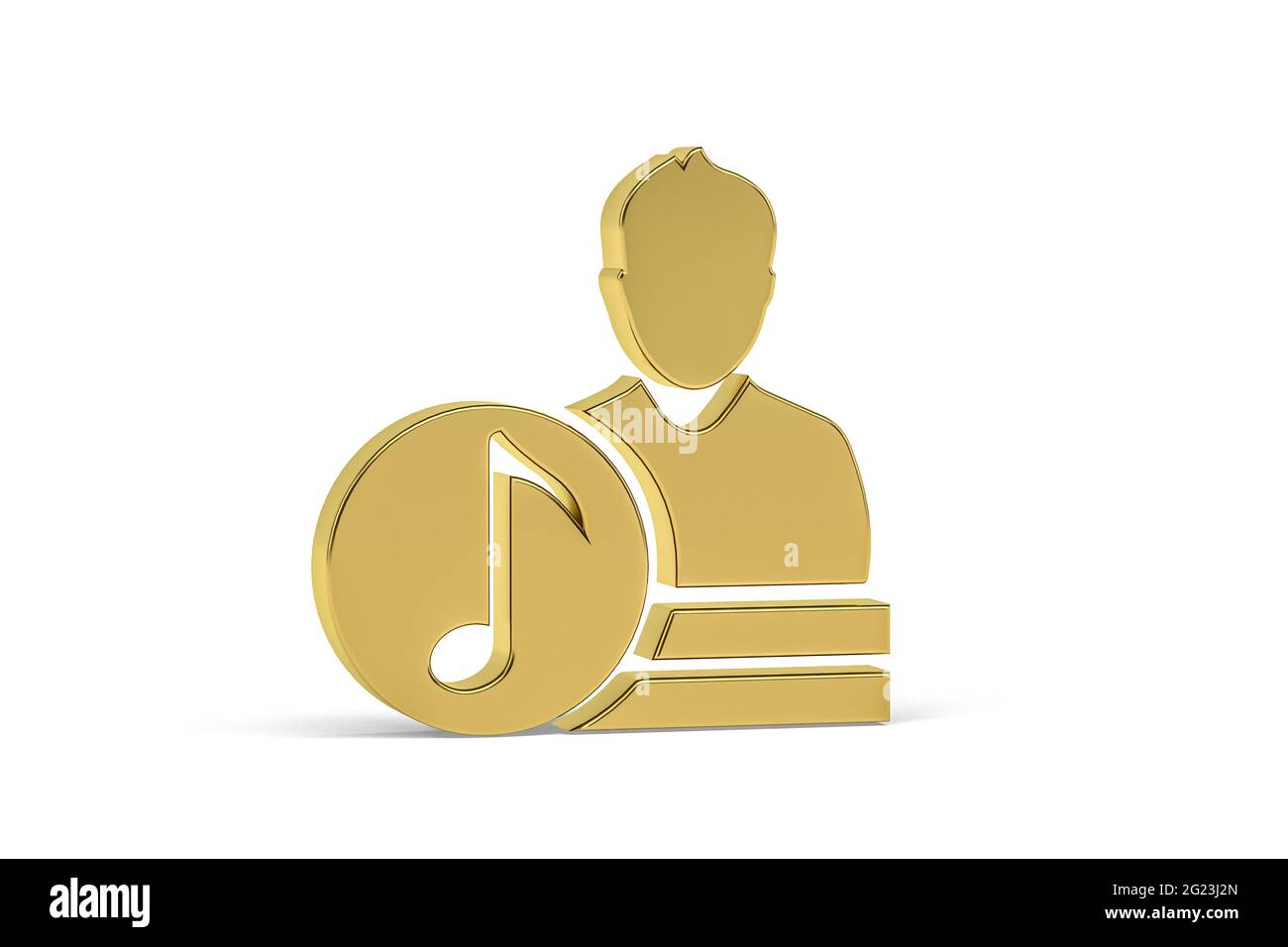 Golden 3d musician icon isolated on white background - 3d render Stock ...