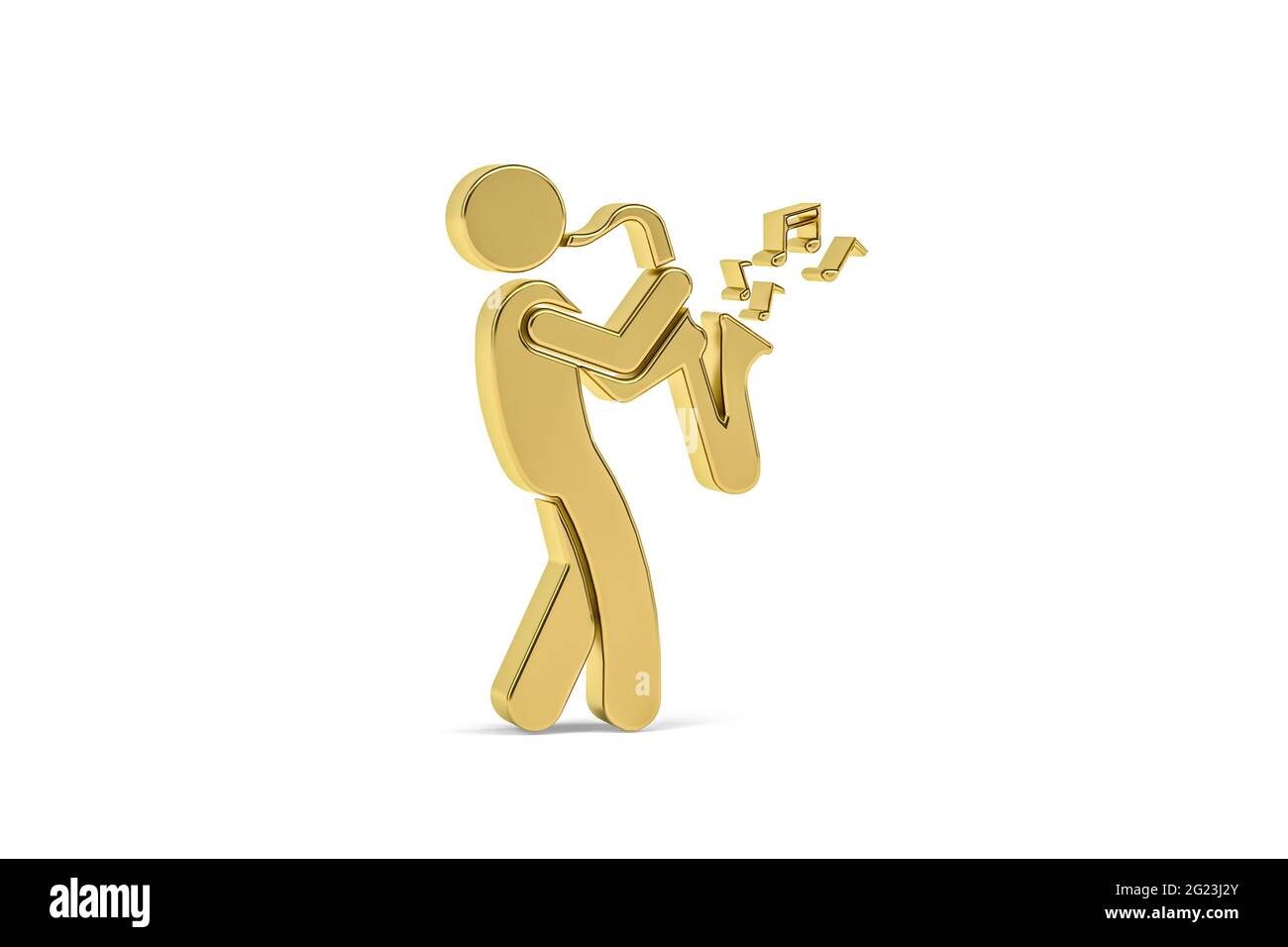 Golden 3d musician icon isolated on white background - 3d render Stock ...
