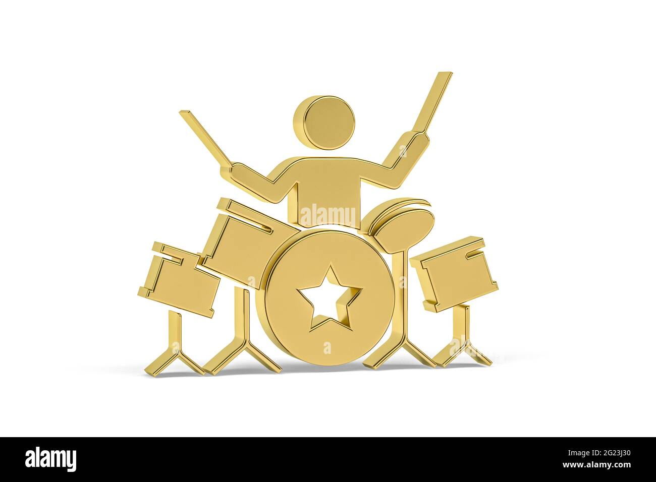 Golden 3d musician icon isolated on white background - 3d render Stock ...