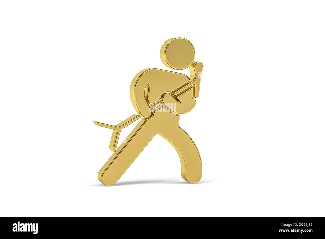 Golden 3d musician icon isolated on white background - 3d render Stock ...