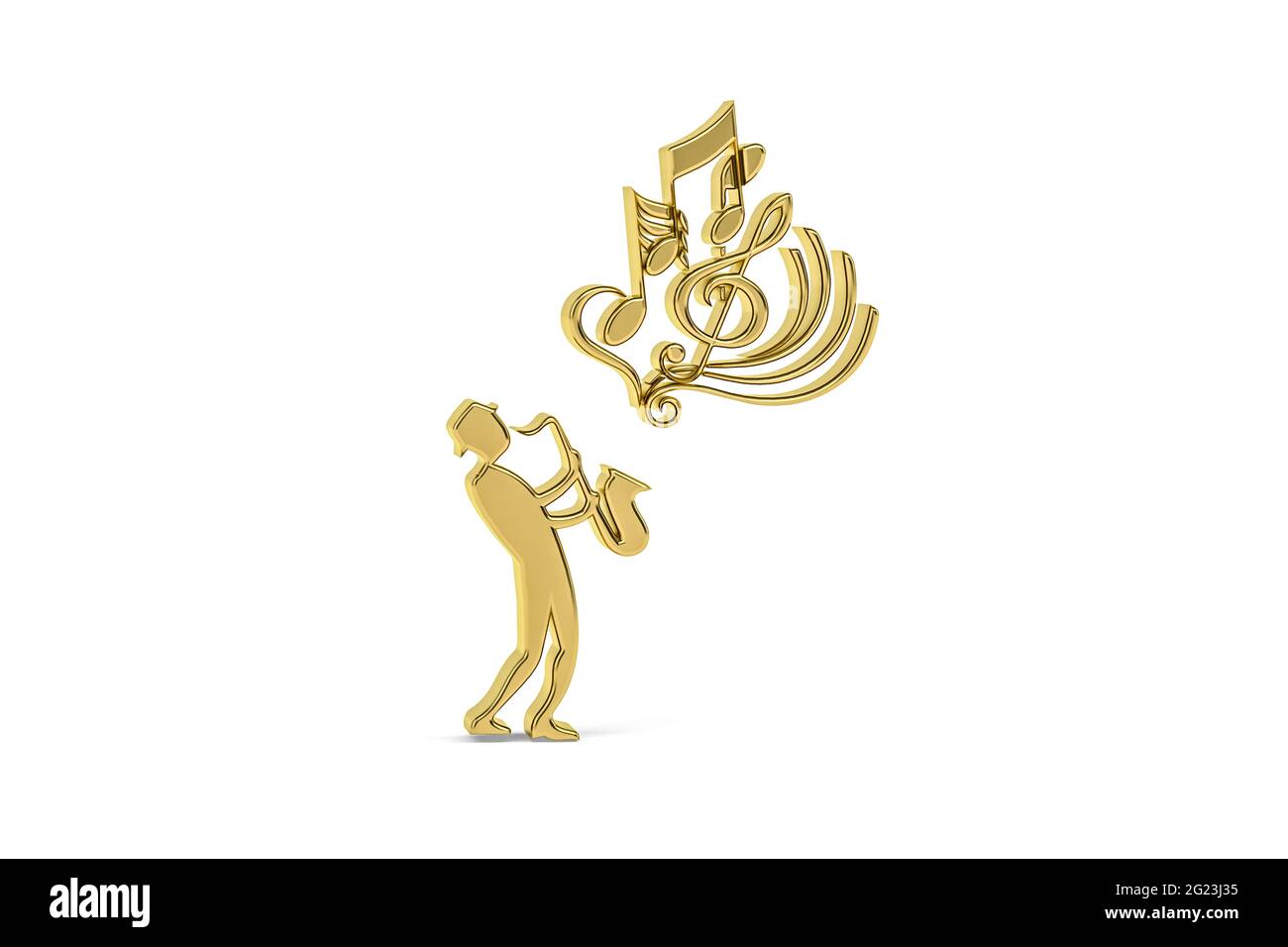 Golden 3d musician icon isolated on white background - 3d render Stock ...