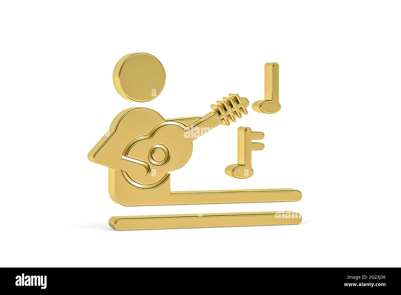 Golden 3d musician icon isolated on white background - 3d render Stock ...