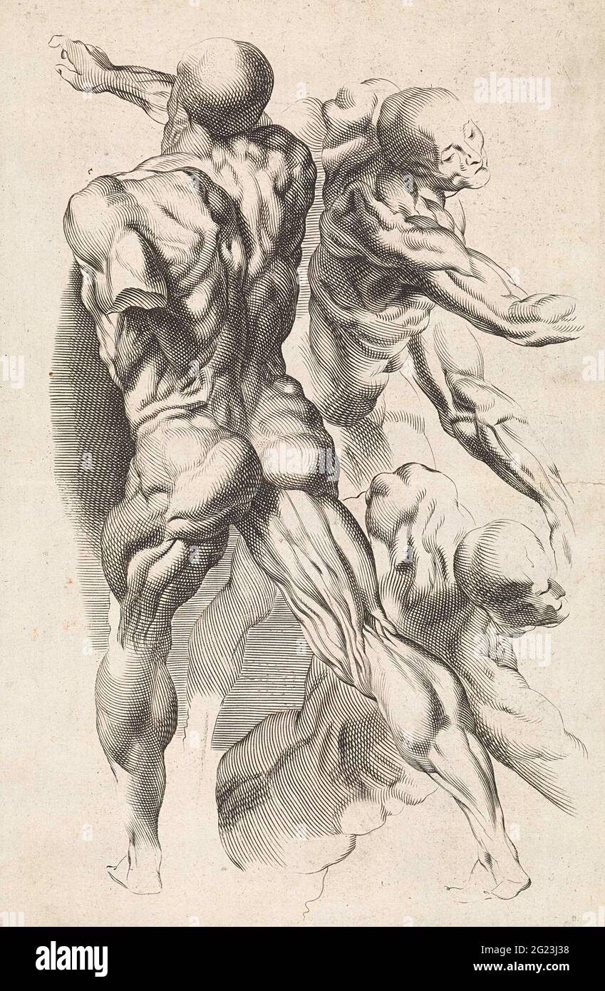 Anatomical study of three figures with stretched arms; Peter Paul ...