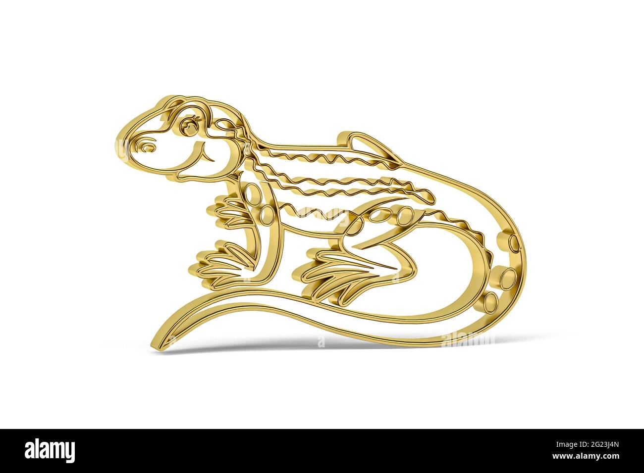 Golden 3d lizard icon isolated on white background - 3d render Stock ...