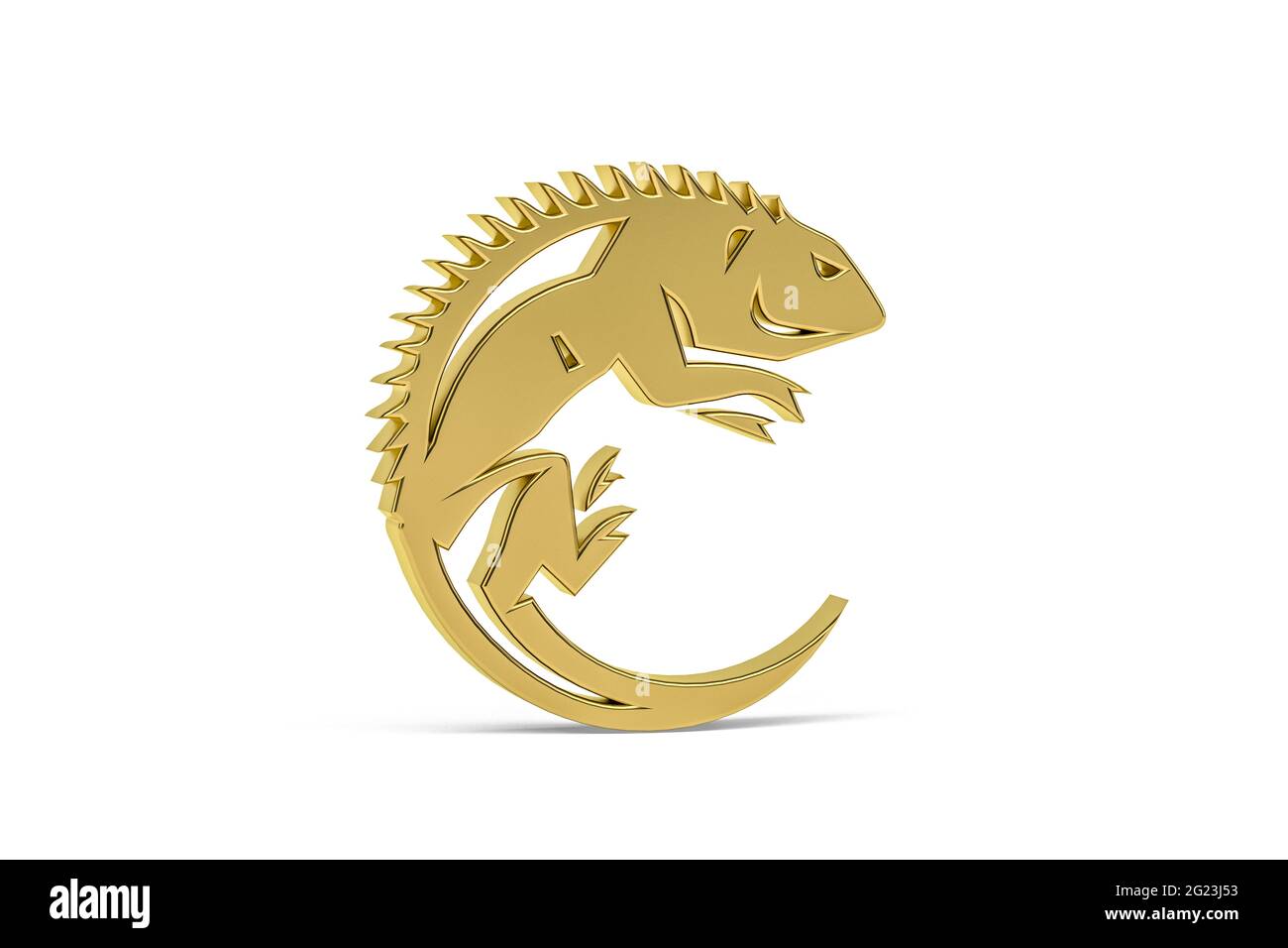Golden 3d lizard icon isolated on white background - 3d render Stock ...