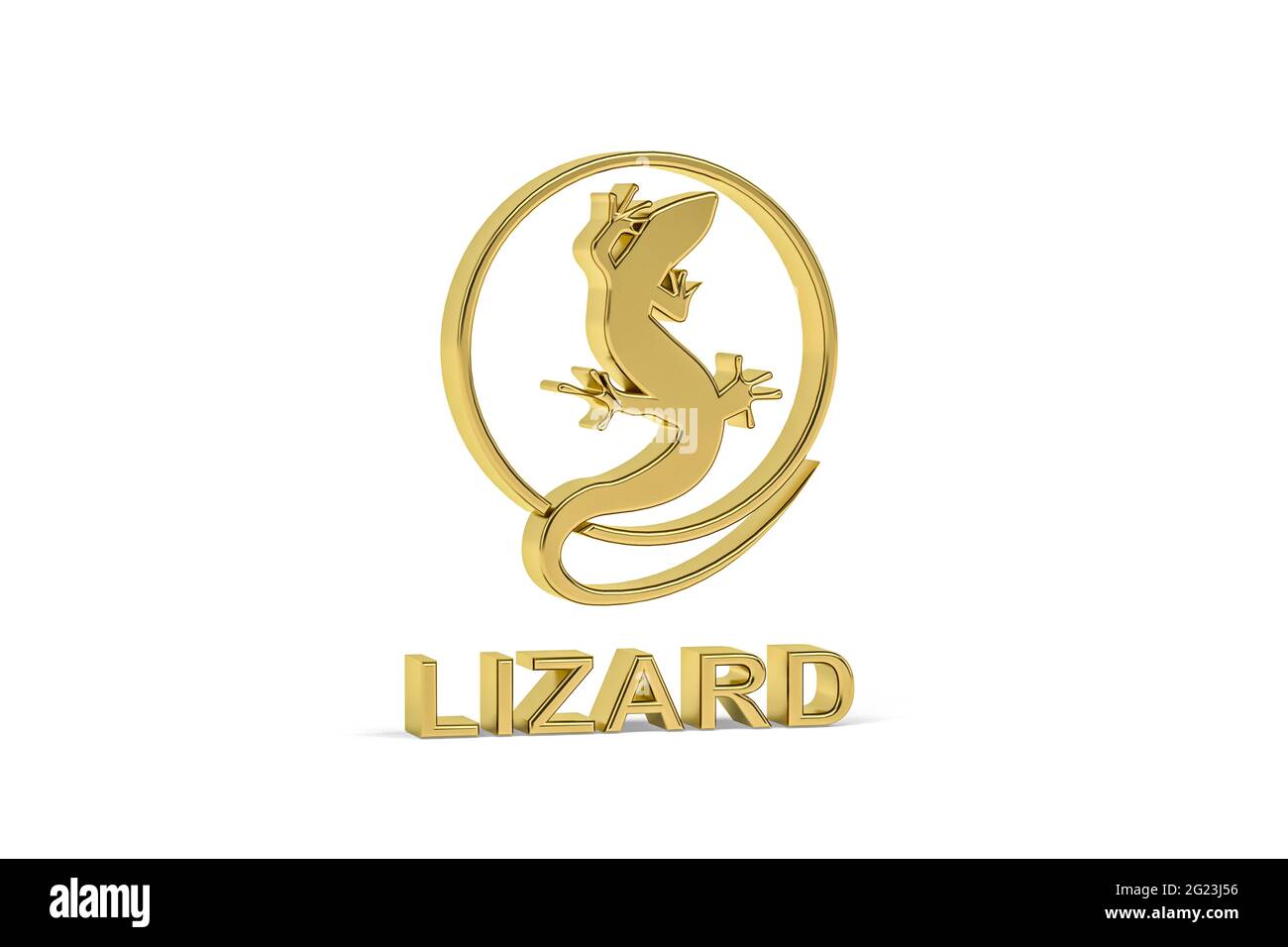 Golden 3d lizard icon isolated on white background - 3d render Stock ...