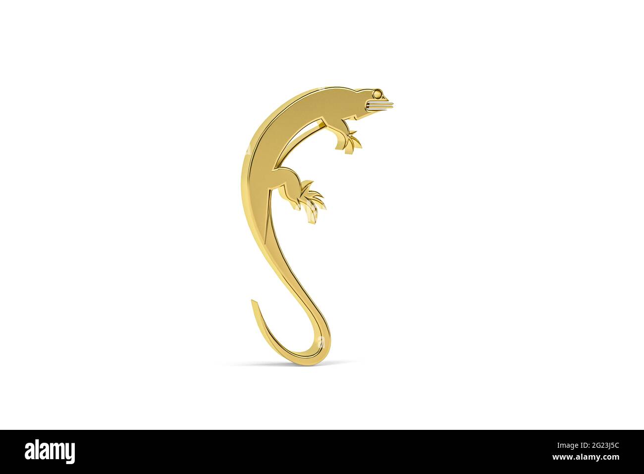 Golden 3d lizard icon isolated on white background - 3d render Stock ...