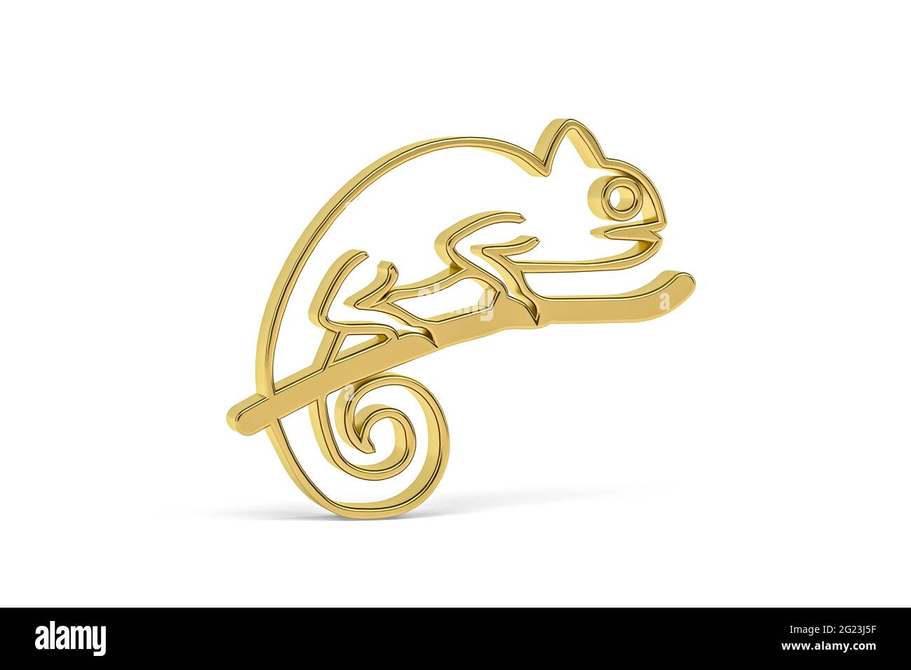 Golden 3d lizard icon isolated on white background - 3d render Stock ...