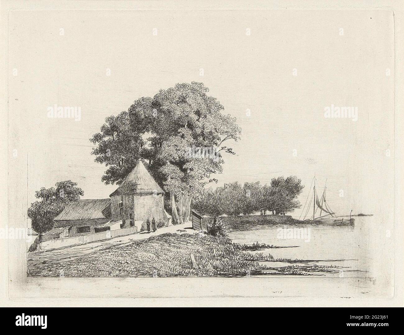 Farm on a river Stock Photo - Alamy