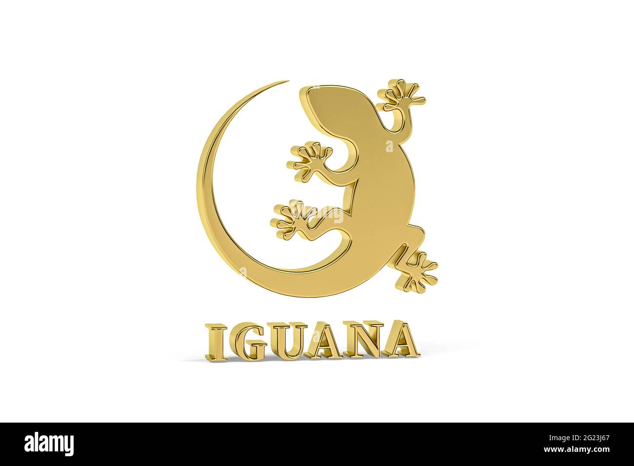 Golden 3d lizard icon isolated on white background - 3d render Stock ...