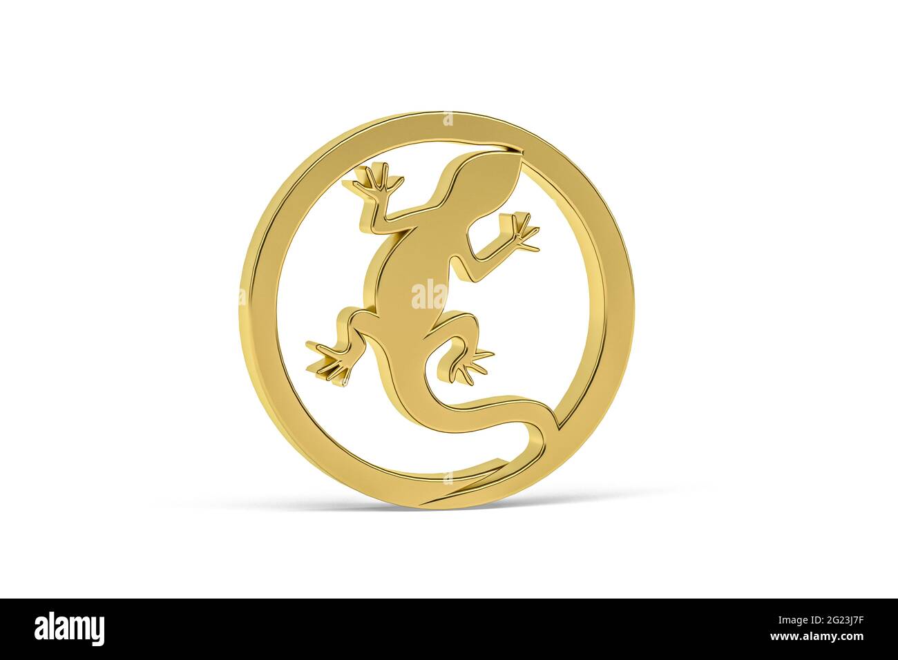 Golden 3d lizard icon isolated on white background - 3d render Stock ...