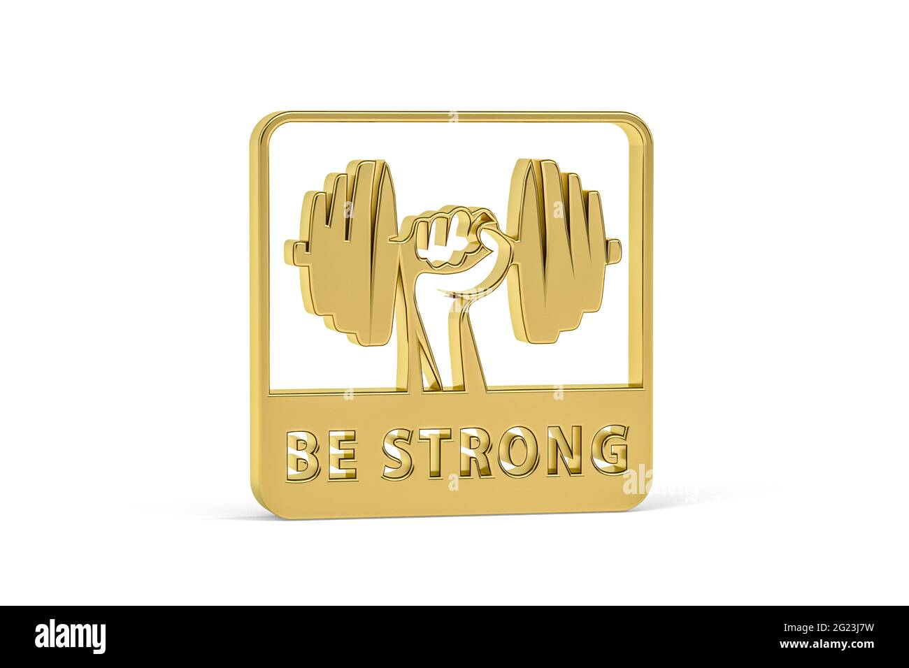 Golden 3d bodybuilder icon isolated on white background - 3d render ...