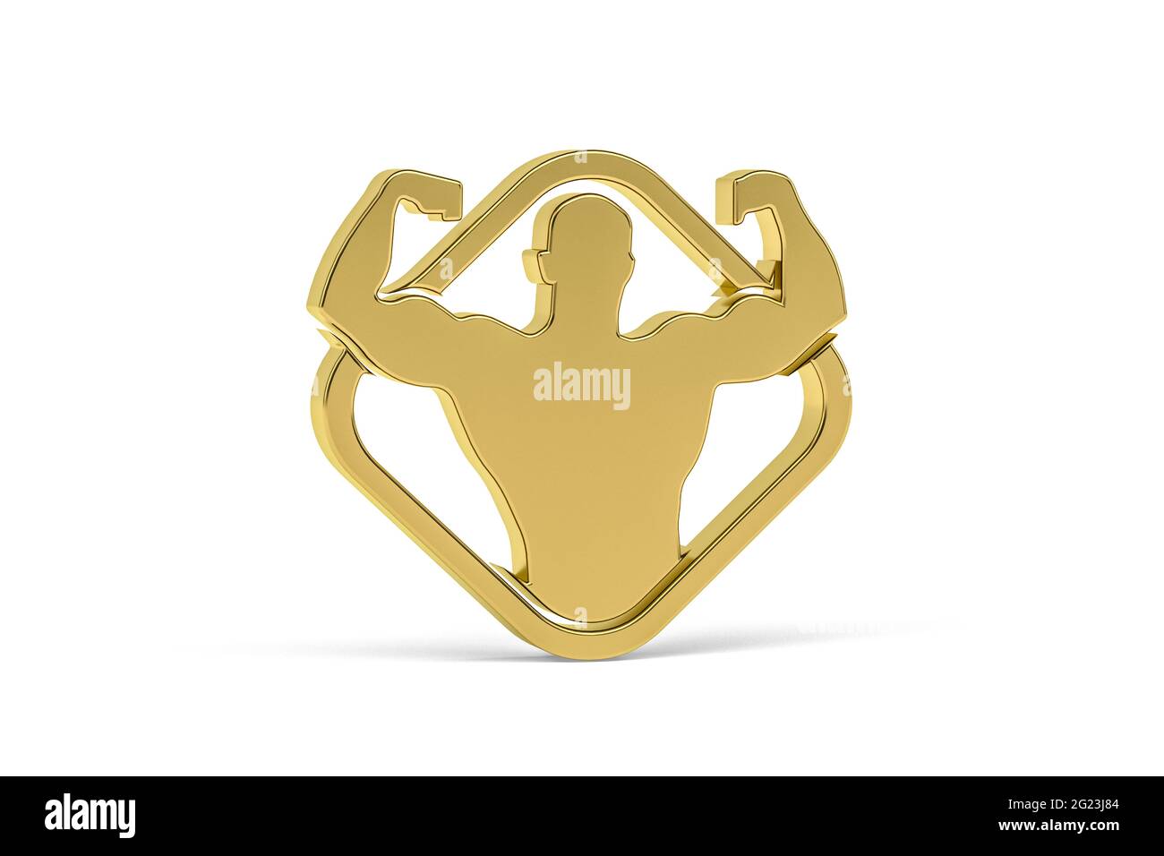 Golden 3d bodybuilder icon isolated on white background - 3d render ...