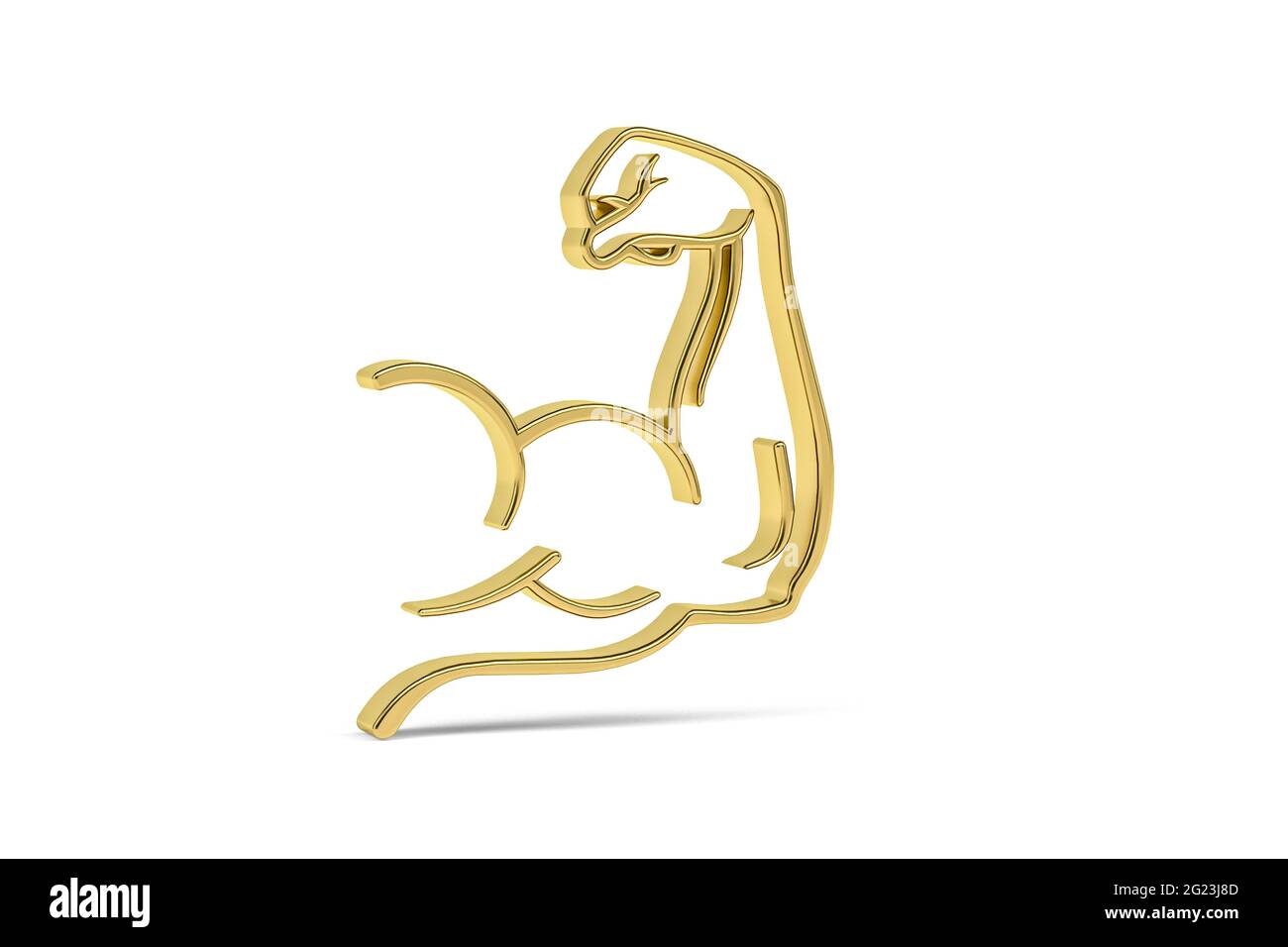 Golden 3d bodybuilder icon isolated on white background - 3d render ...
