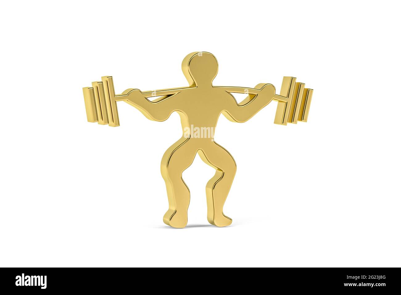 Golden 3d bodybuilder icon isolated on white background - 3d render ...