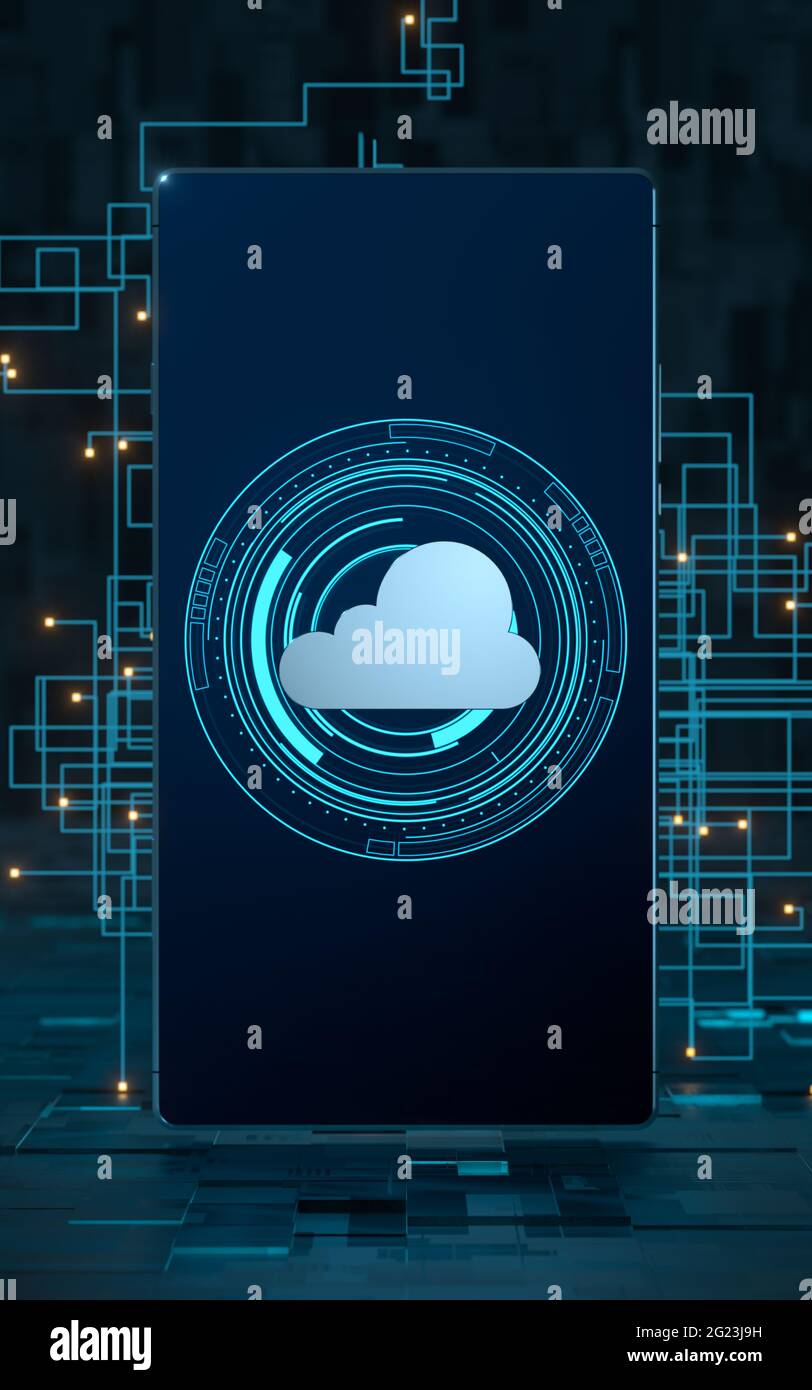 Mobile and cloud computing, subject of science and technology, 3d ...