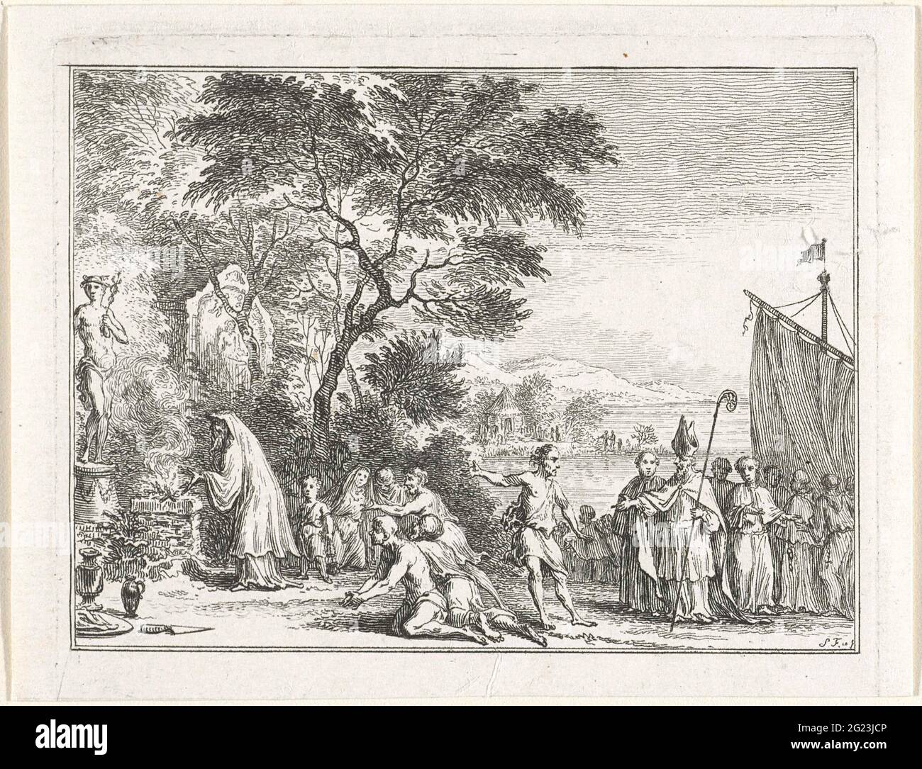 Arrival of Willibrordus, 691; Illustration for national history ...