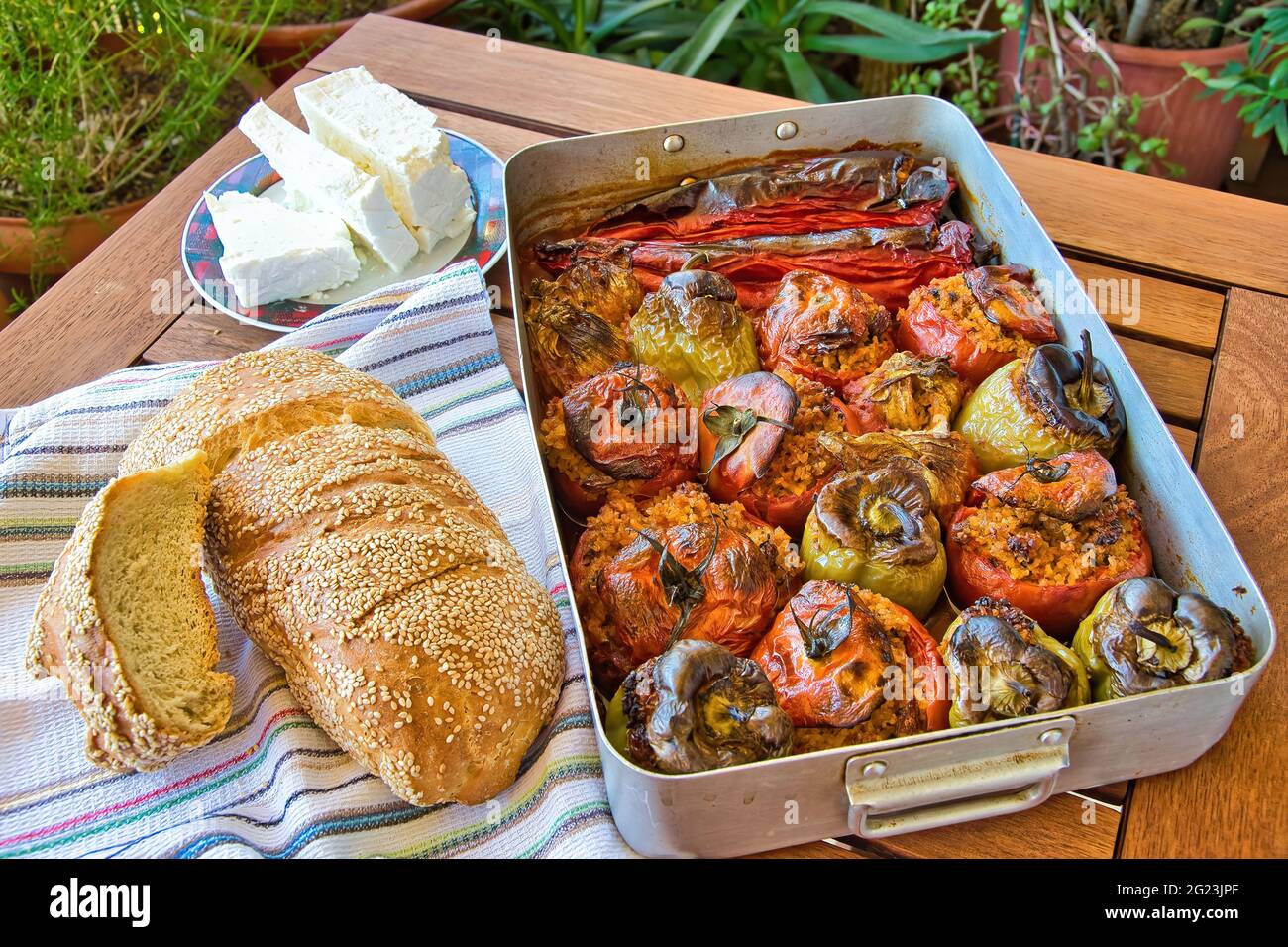 Traditional greek stuffed vegetables gemista Stock Photo - Alamy