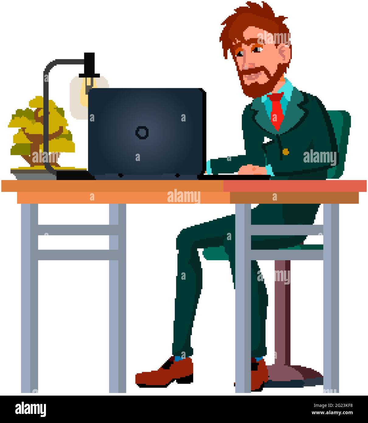 young man planning startup idea on computer cartoon vector Stock Vector ...