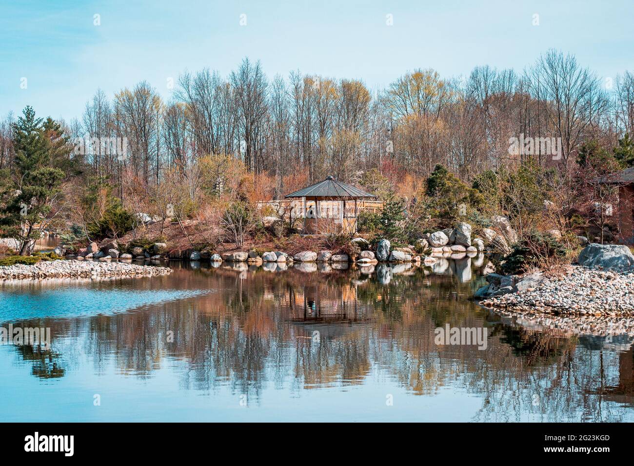 Reflective landscape at the japanese garden Stock Photo - Alamy
