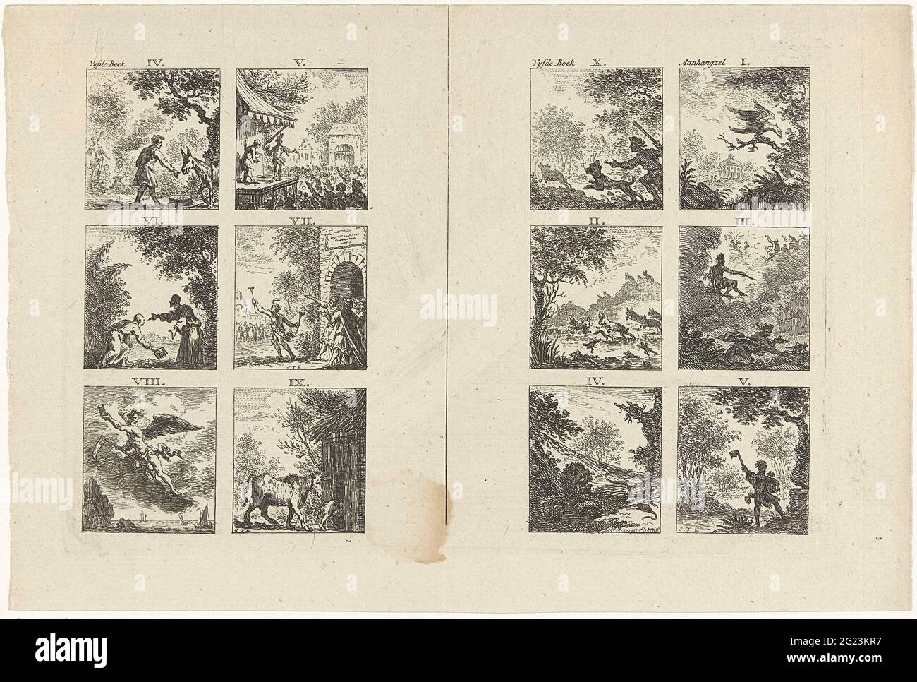 Twelve fable illustrations; Illustrations for fabber stories from ...
