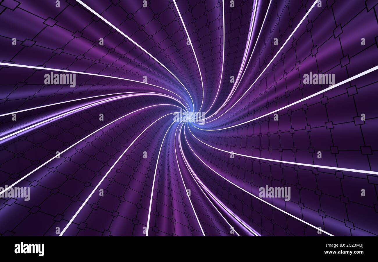 Purple twist cubes with black background, 3d rendering. Computer ...