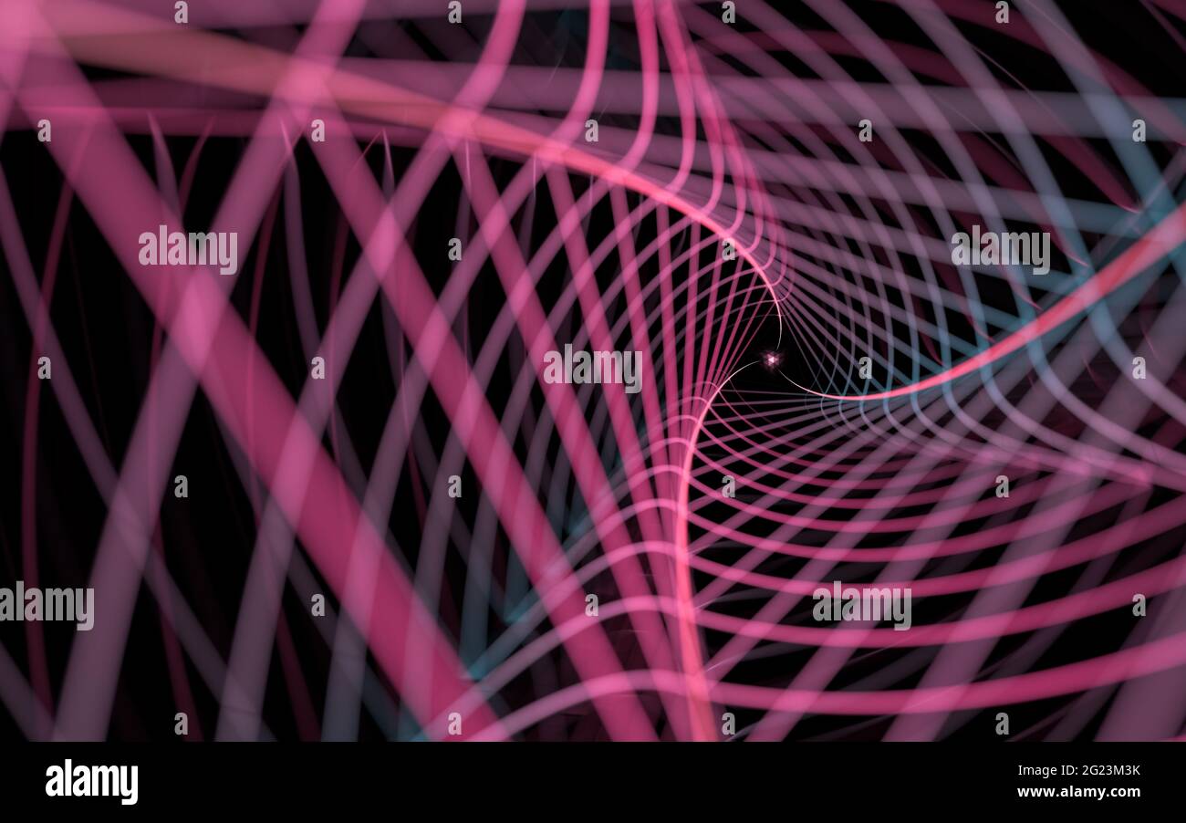 Magenta twist cubes with black background, 3d rendering. Computer ...