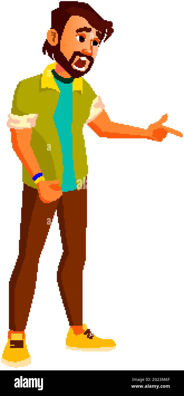 shocked man shocking and pointing at shark in ocean cartoon vector ...