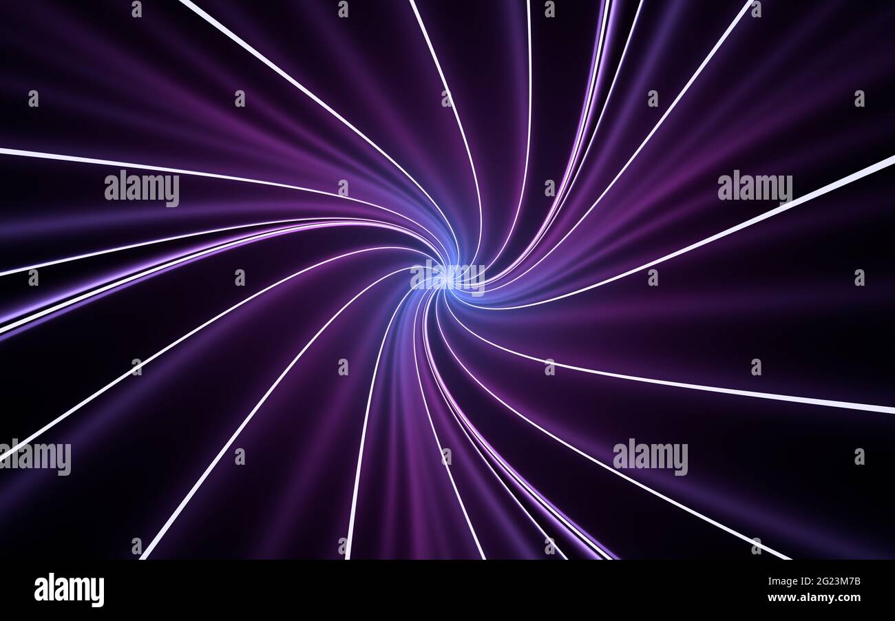 Purple twist cubes with black background, 3d rendering. Computer ...