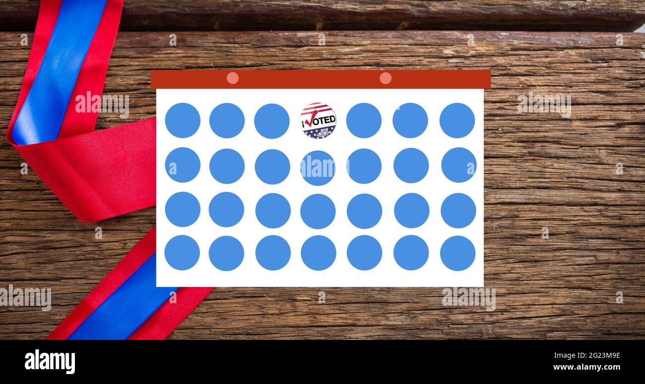 Composition of token template card and voting text over ribbon and ...