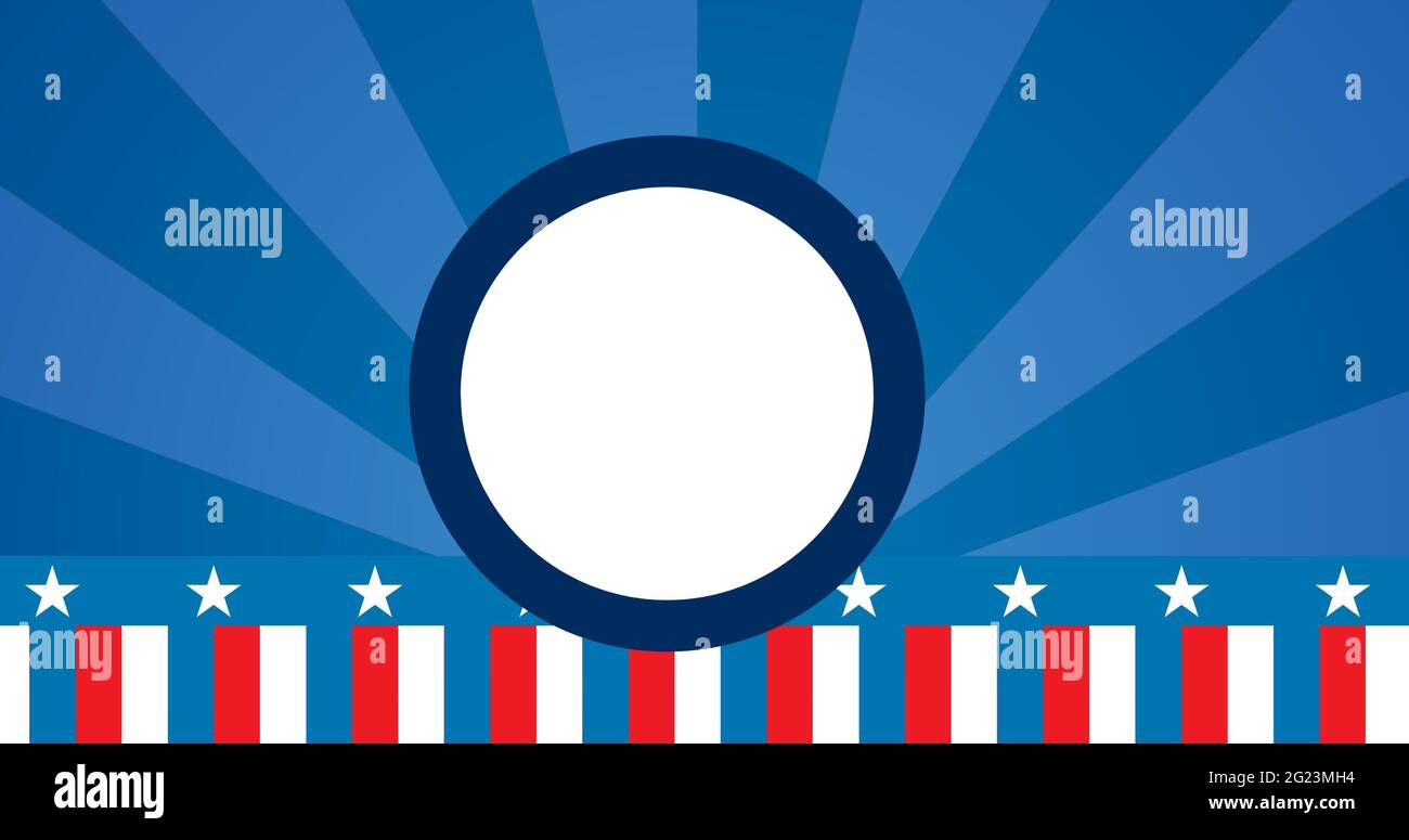 White round banner with copy space against american flag design ...