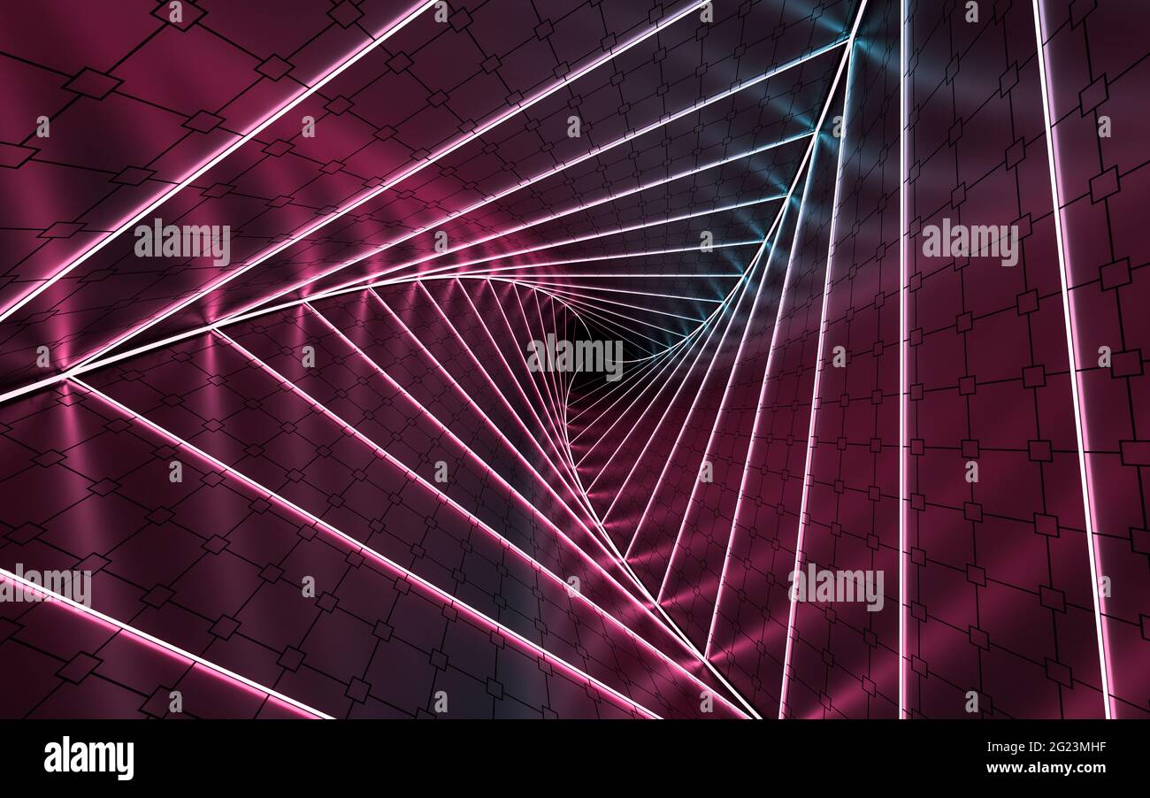 Magenta twist cubes with black background, 3d rendering. Computer ...
