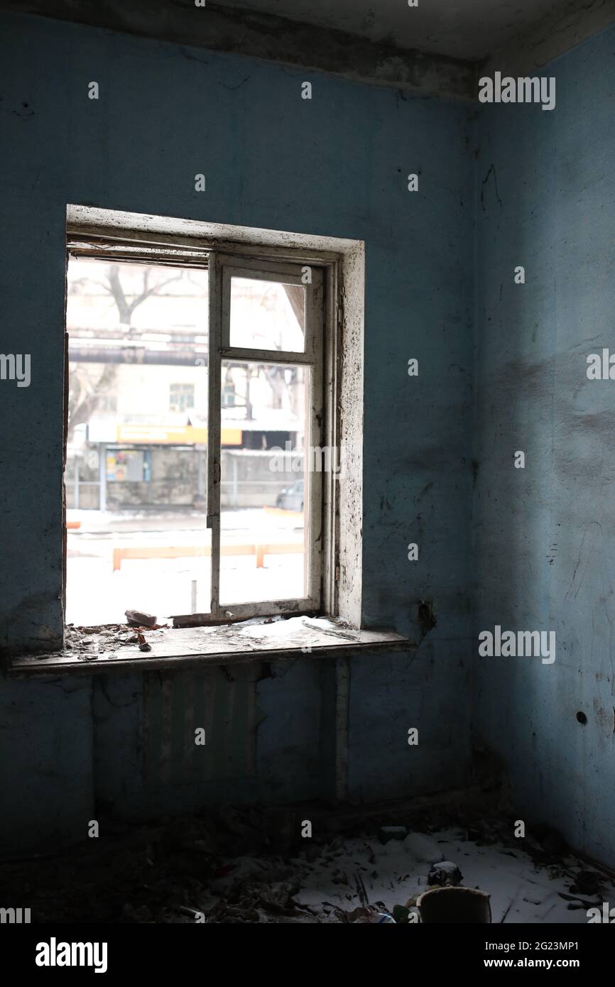abandoned scary dark room in a large multi-storey building Stock Photo ...
