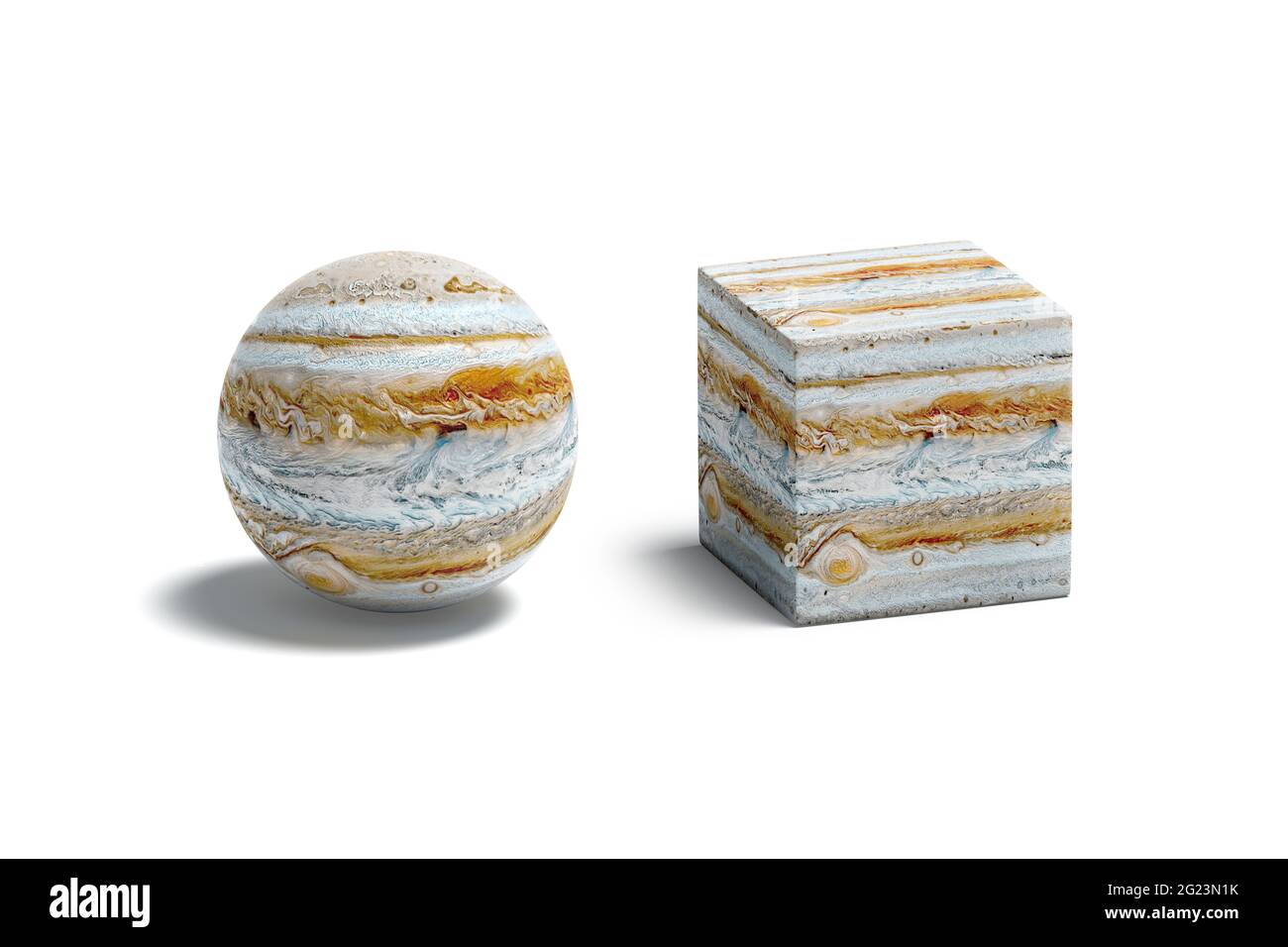 Blank jupiter surface ball and cube mockup, isolated, 3d rendering ...