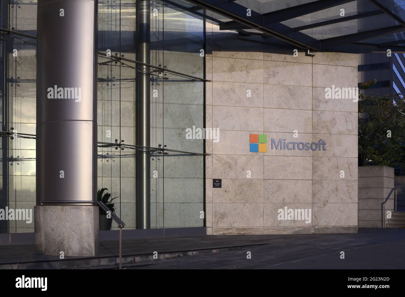 BELLEVUE, UNITED STATES - Sep 23, 2018: Logo of Microsoft at the ...