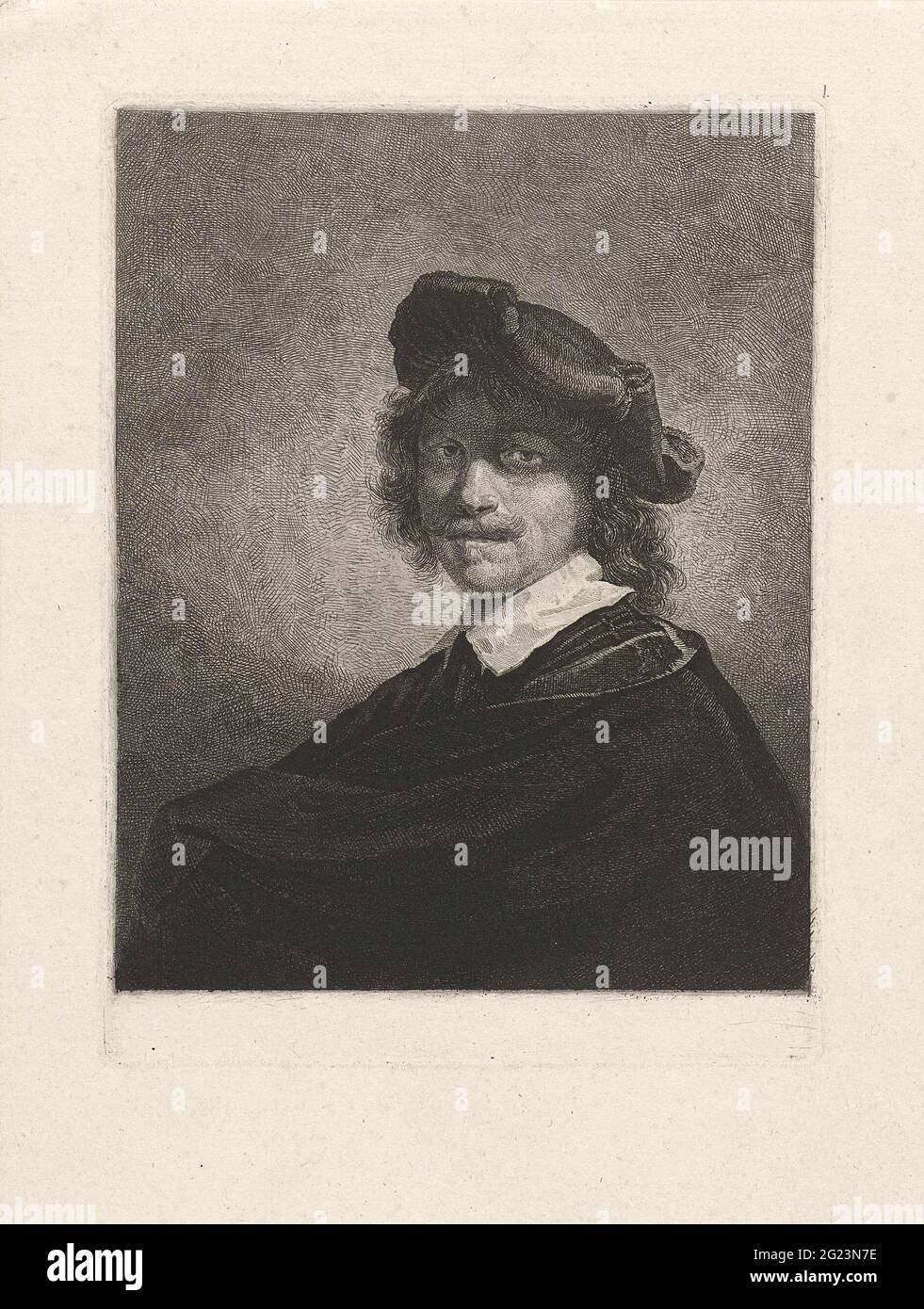 Portrait of Gerard Dou. Portrait of the painter Gerard Dou, halvened to ...