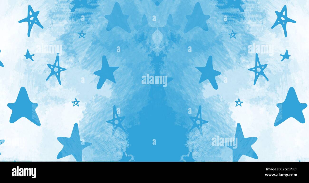 Illustration of multiple blue stars on blue and white background Stock ...