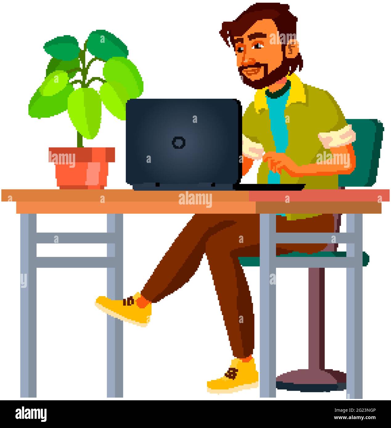 young man blogging on laptop pc cartoon vector Stock Vector Image & Art ...