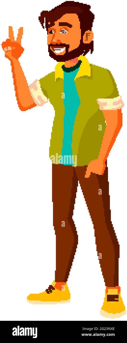 smiling man greeting colleagues in office cartoon vector Stock Vector ...