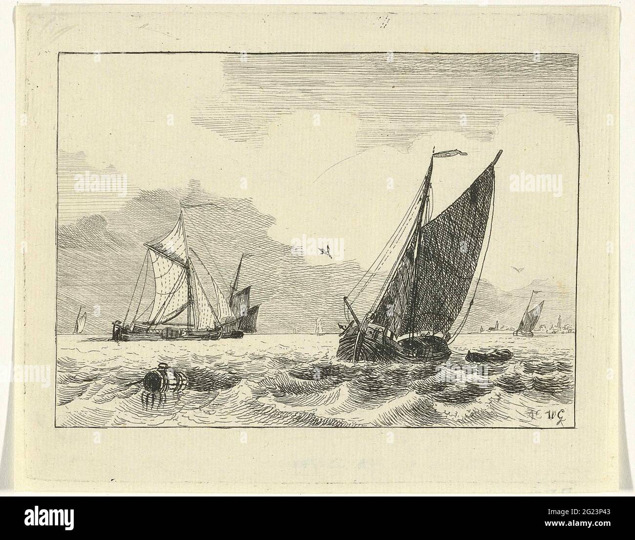 Inner water with sailing ships. Inside water with sailing ships, on the ...