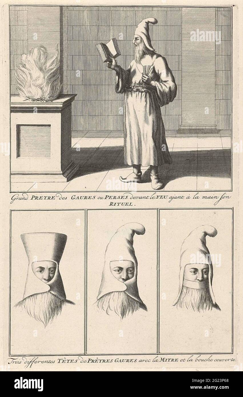 Presentations of Persian priest. Leaf with four performances of a ...