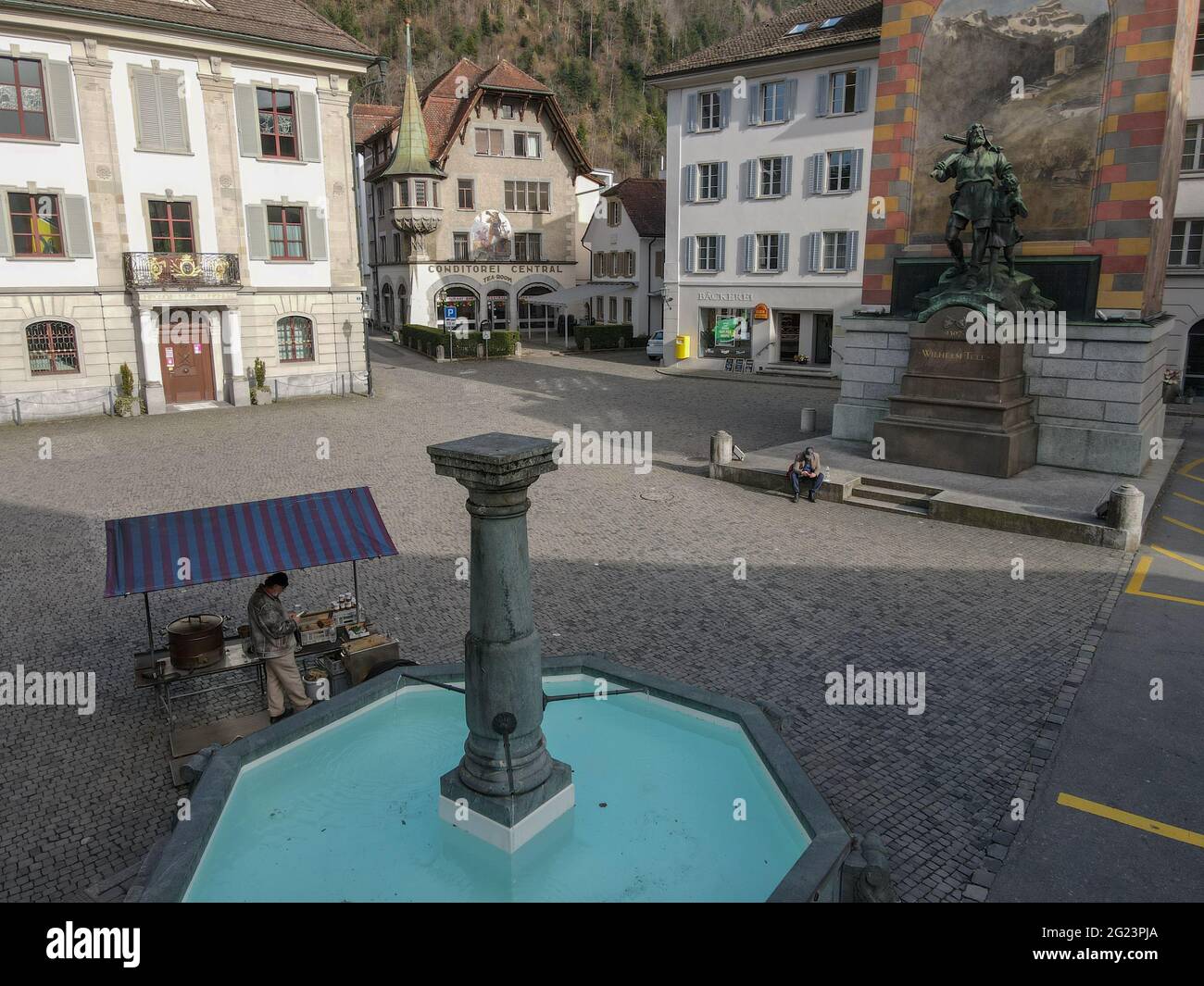 The monument of national hero Wilhelm Tell at Altdorf on Switzerland ...