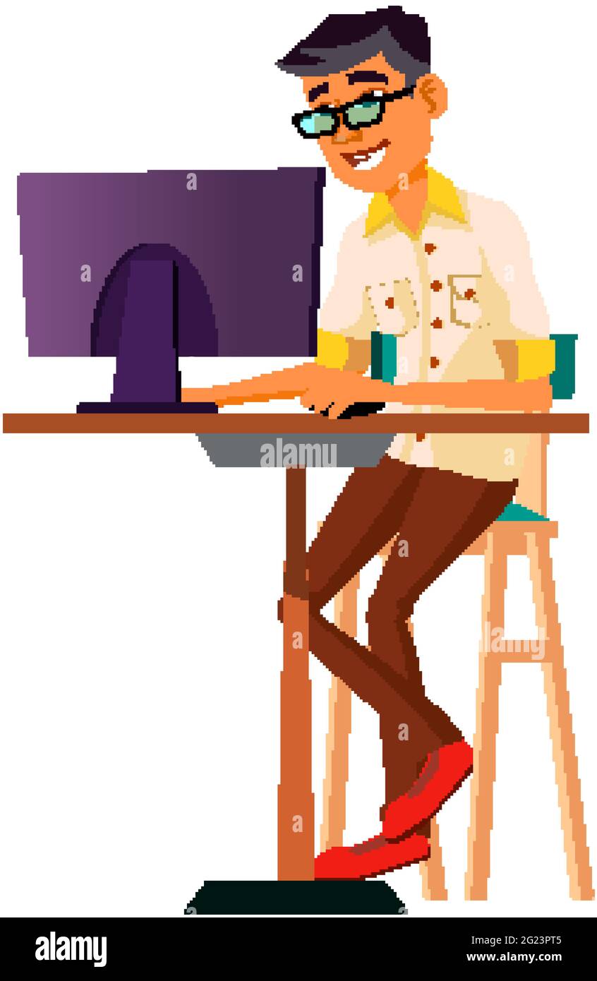 chinese man playing video games in computer club cartoon vector Stock ...